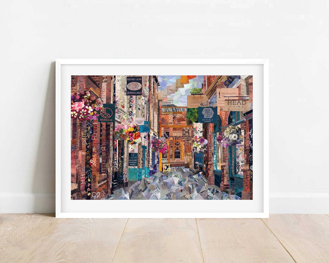 A3/A4 Exeter 'gandy Street' Art Print, Collage Art, Exeter Poster ...
