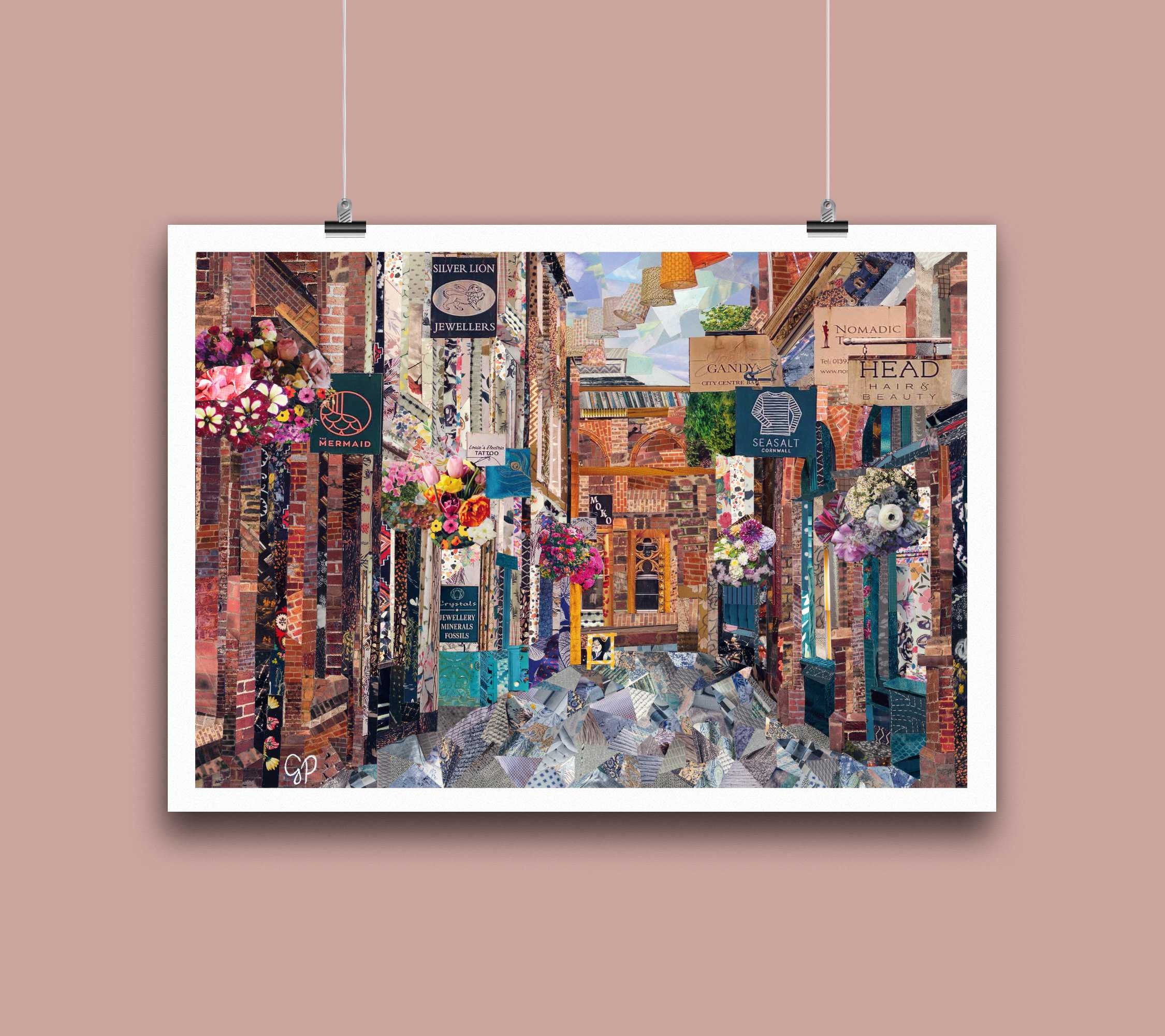 A3/A4 Exeter 'gandy Street' Art Print, Collage Art, Exeter Poster ...