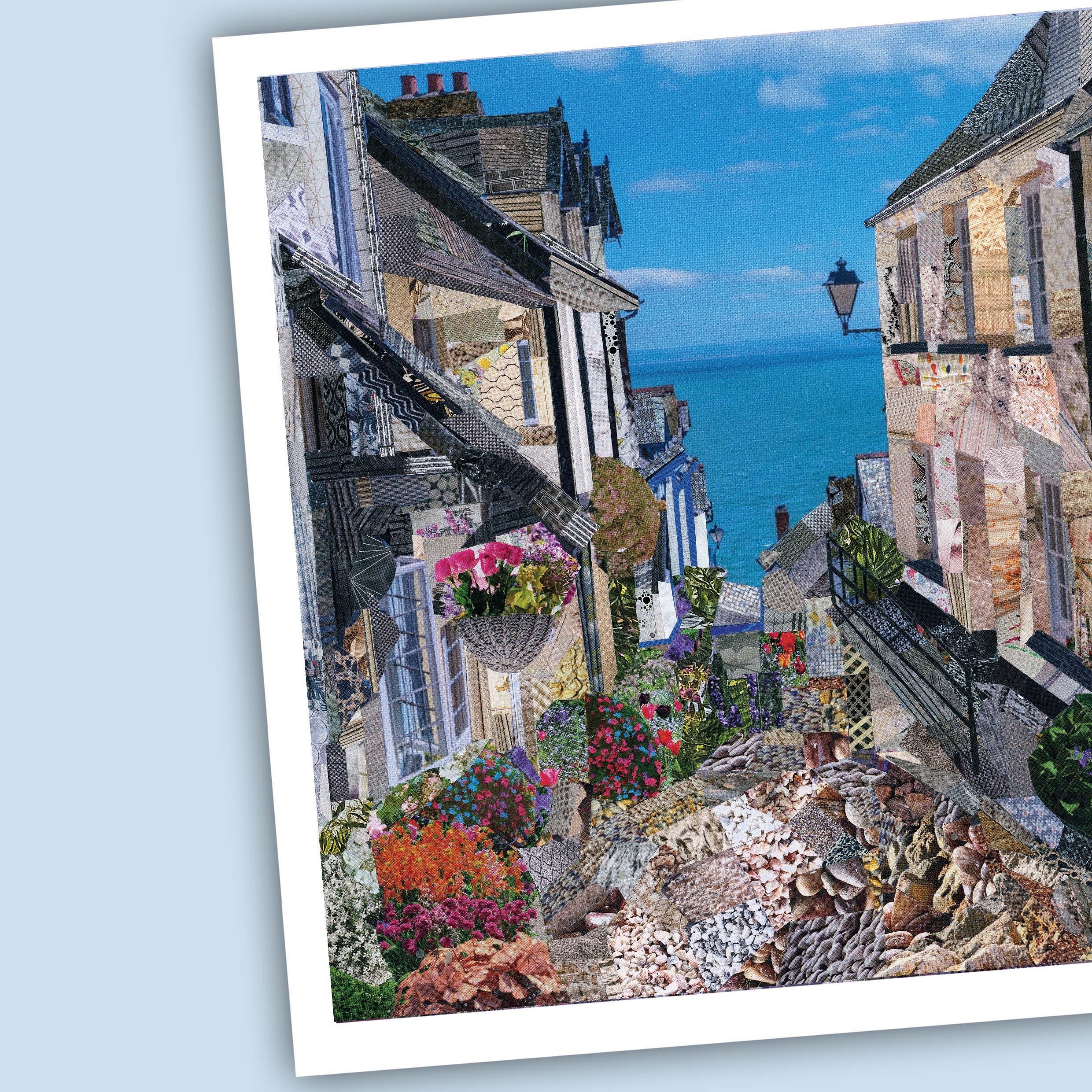 A3/A4 Devon 'clovelly Village', North Devon Art Print, Collage Print ...