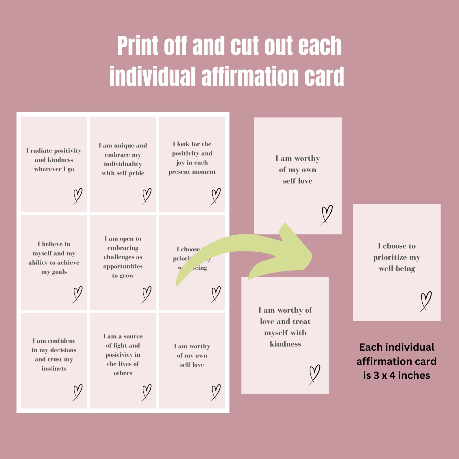 Positive Mindset Affirmation Cards, Pink Affirmation Cards ...