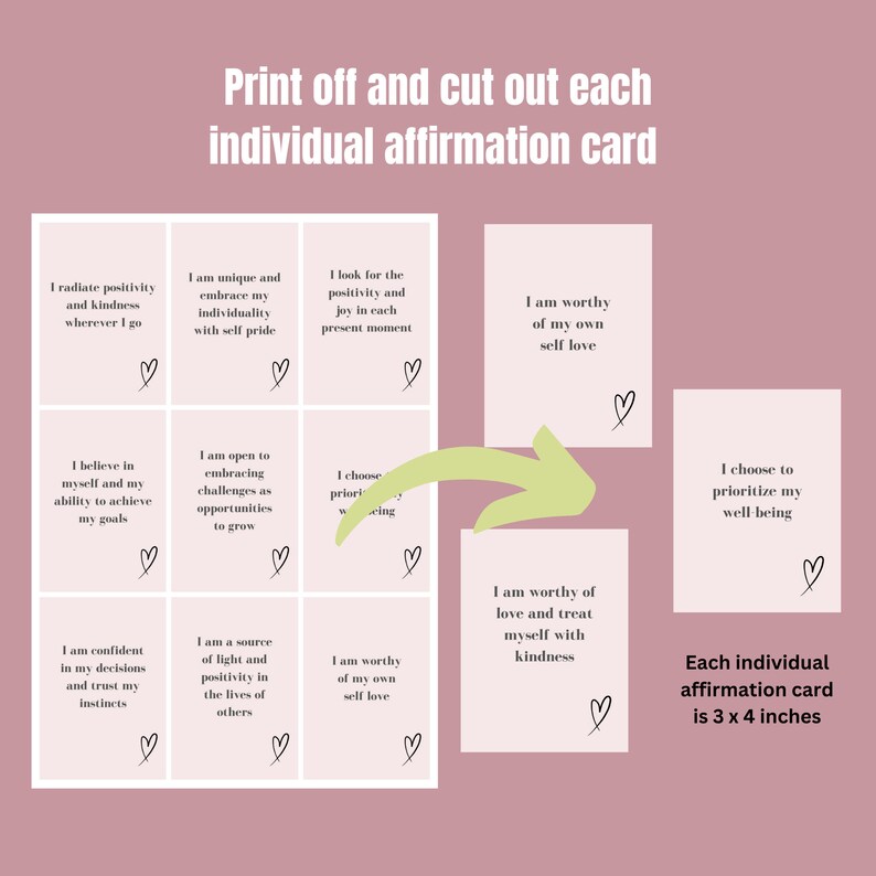 Positive Mindset Affirmation Cards, Pink Affirmation Cards ...