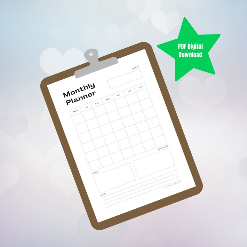 Simple Monthly Planner Printable Instant, Minimalist Monthly Planner ...