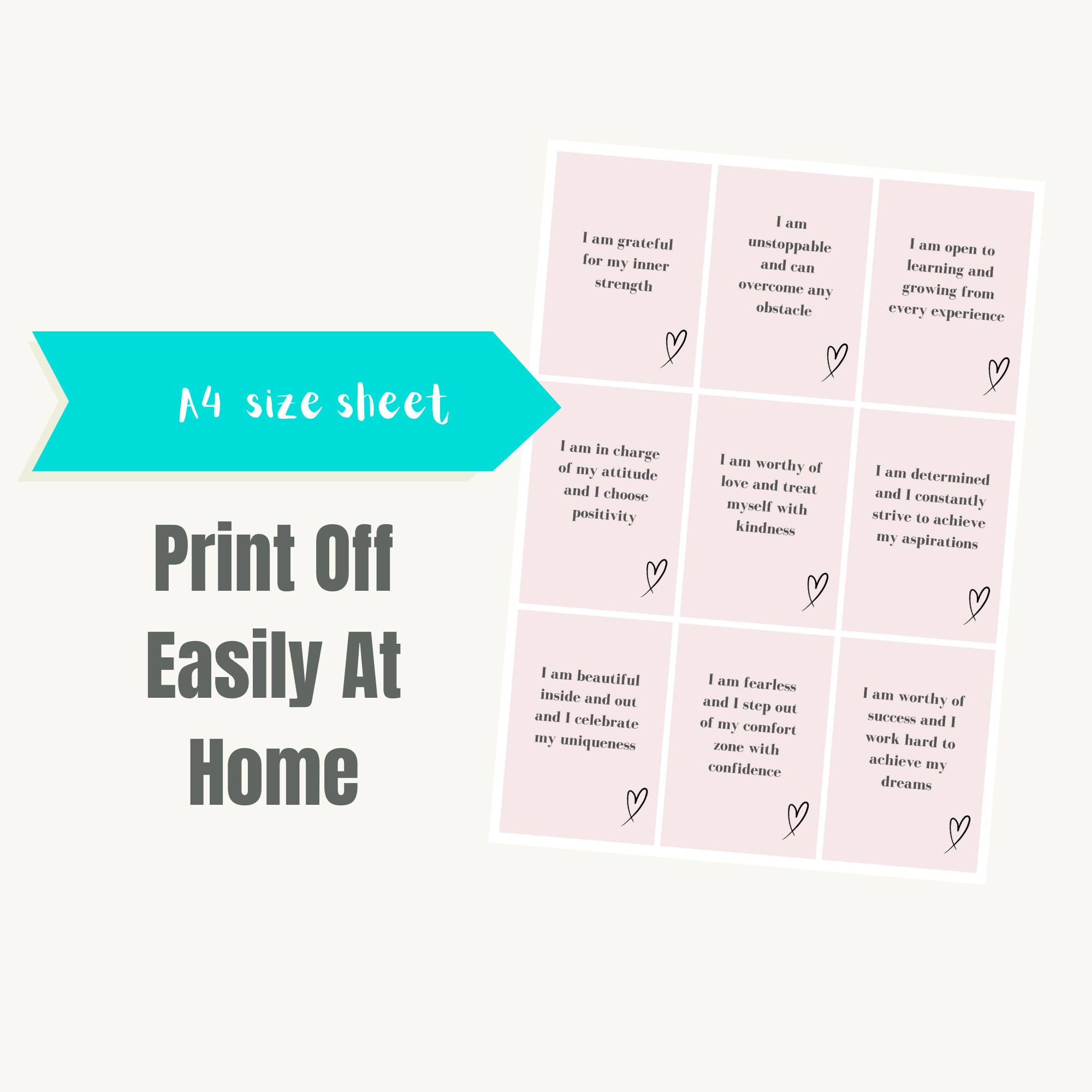 Positive Mindset Affirmation Cards, Pink Affirmation Cards ...