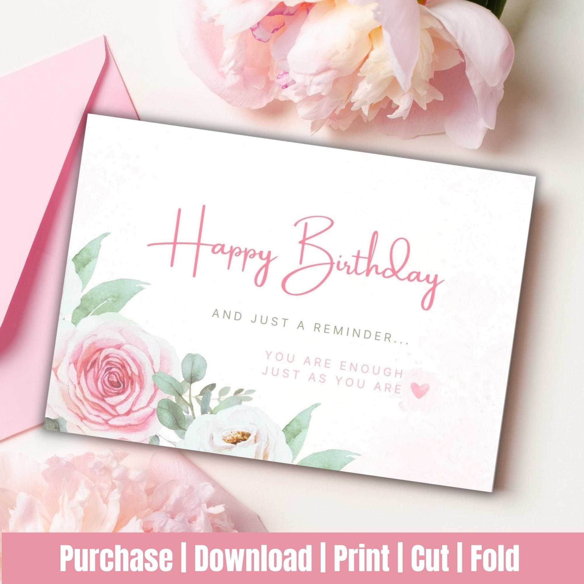 Instant Digital Printable Birthday Card Women, Digital Printable Happy ...