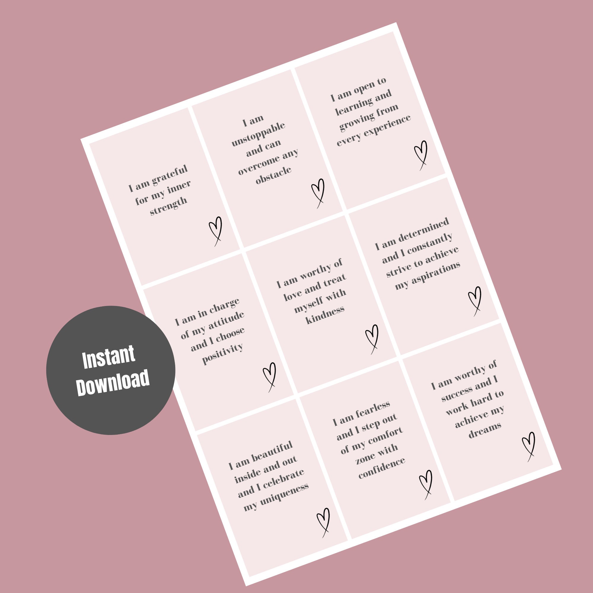 Positive Mindset Affirmation Cards, Pink Affirmation Cards ...