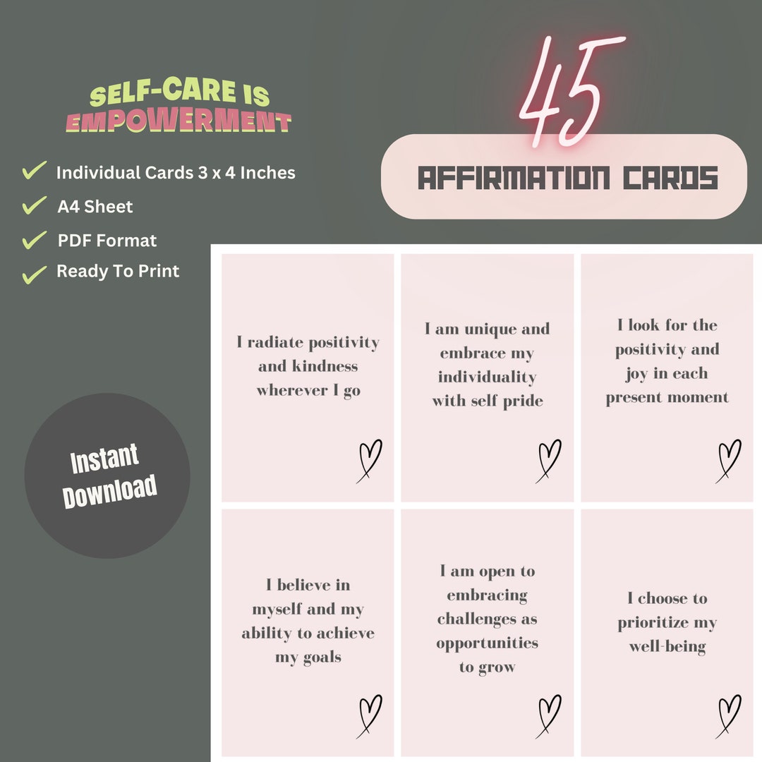 Positive Mindset Affirmation Cards, Pink Affirmation Cards ...