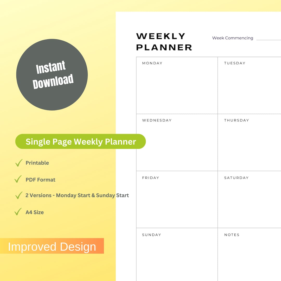 Simple to Do List Weekly Planner Instant Digital Download, Minimalist ...