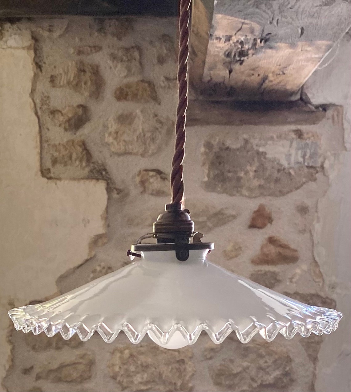 Vintage French Opaline Glass Light Shade - Etsy