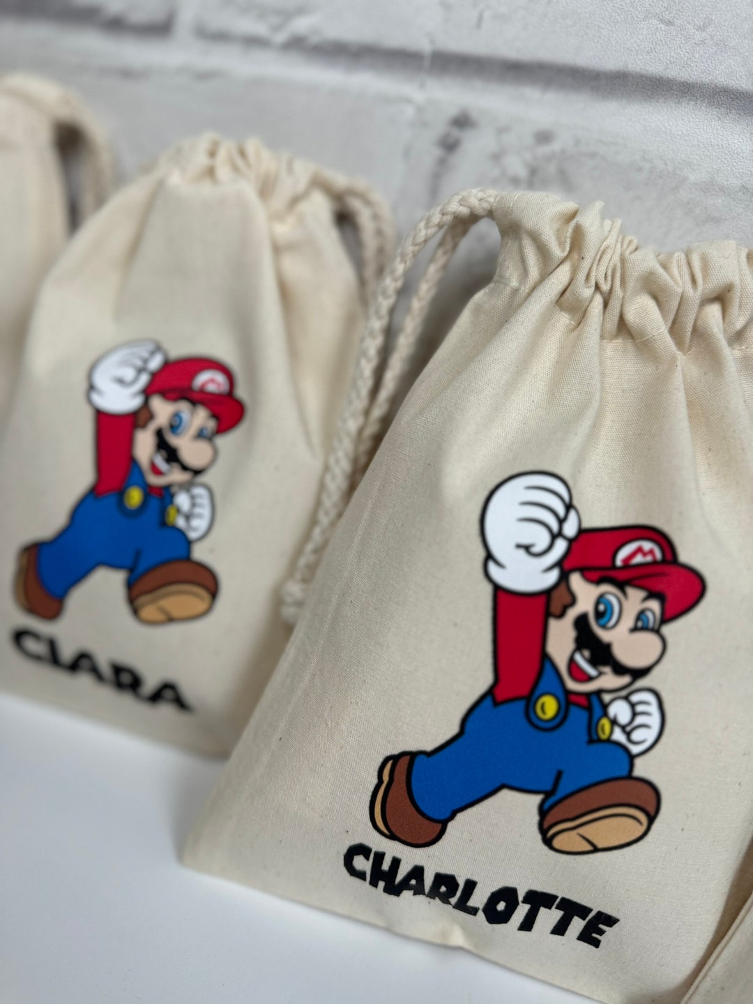 Personalised Super Mario Party Bags / Reusable Party Favours / Birthday ...