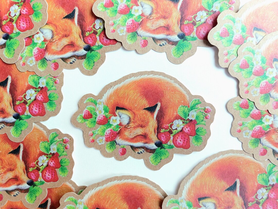 Fox Strawberries Cottagecore Sticker Journaling Scrapbooking ...