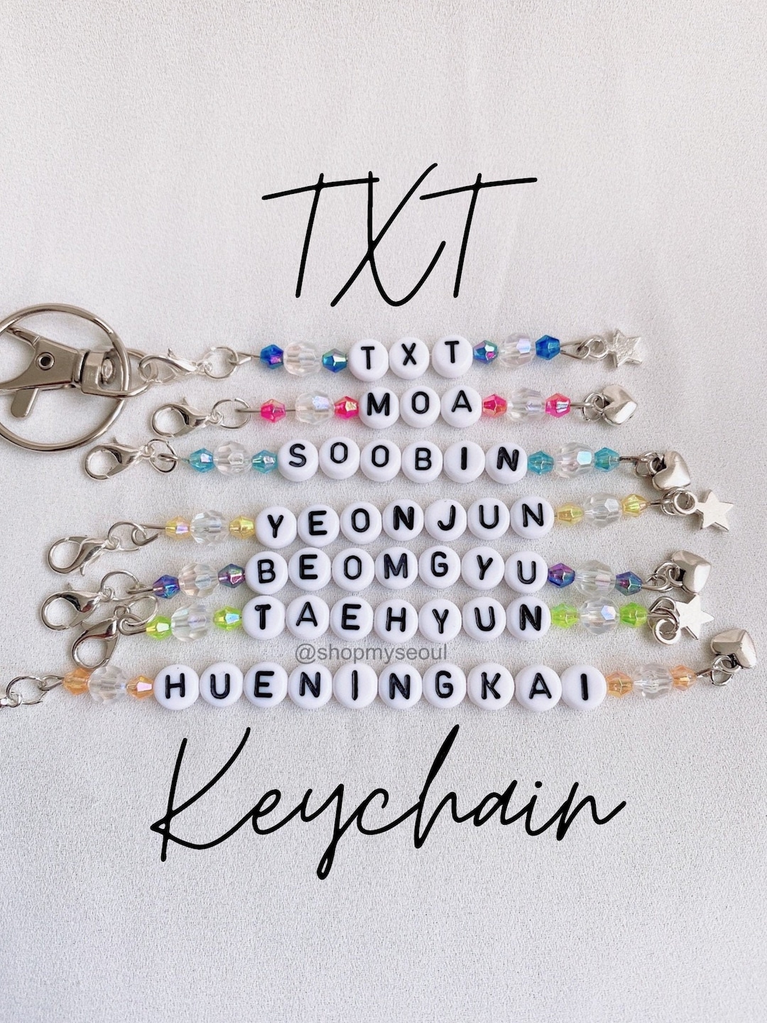 Custom TXT Bias Beaded Keychain - Etsy