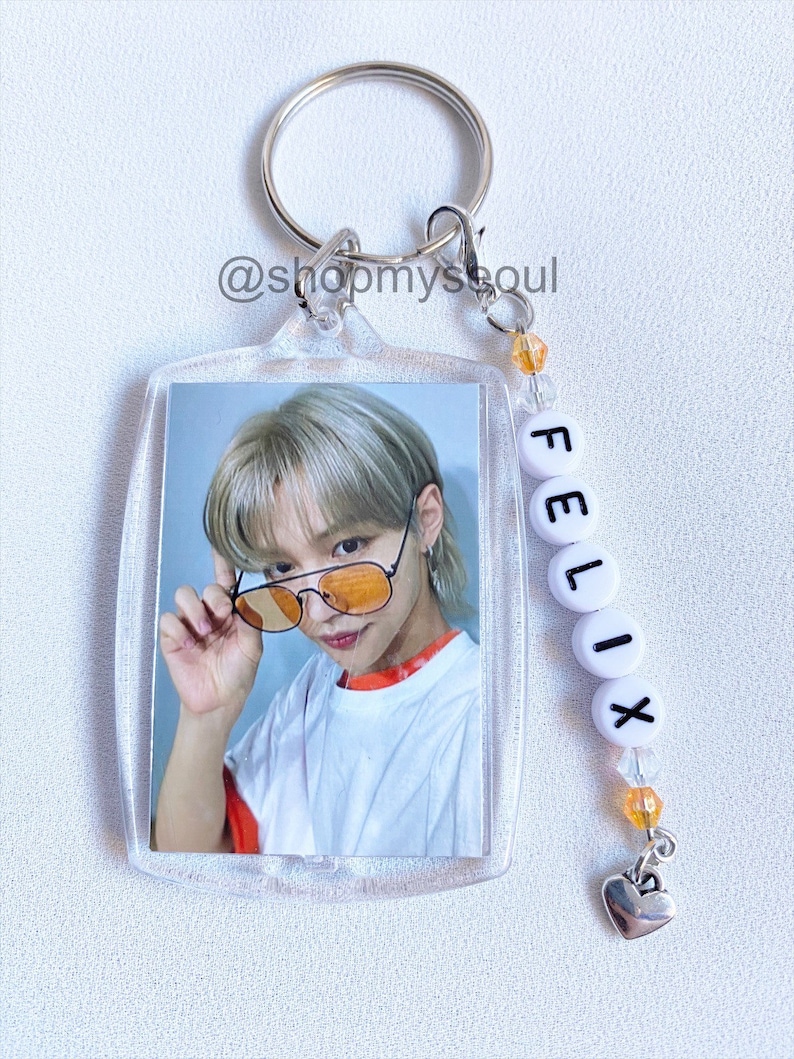 STRAY KIDS Beaded Keychain With Photo - Etsy