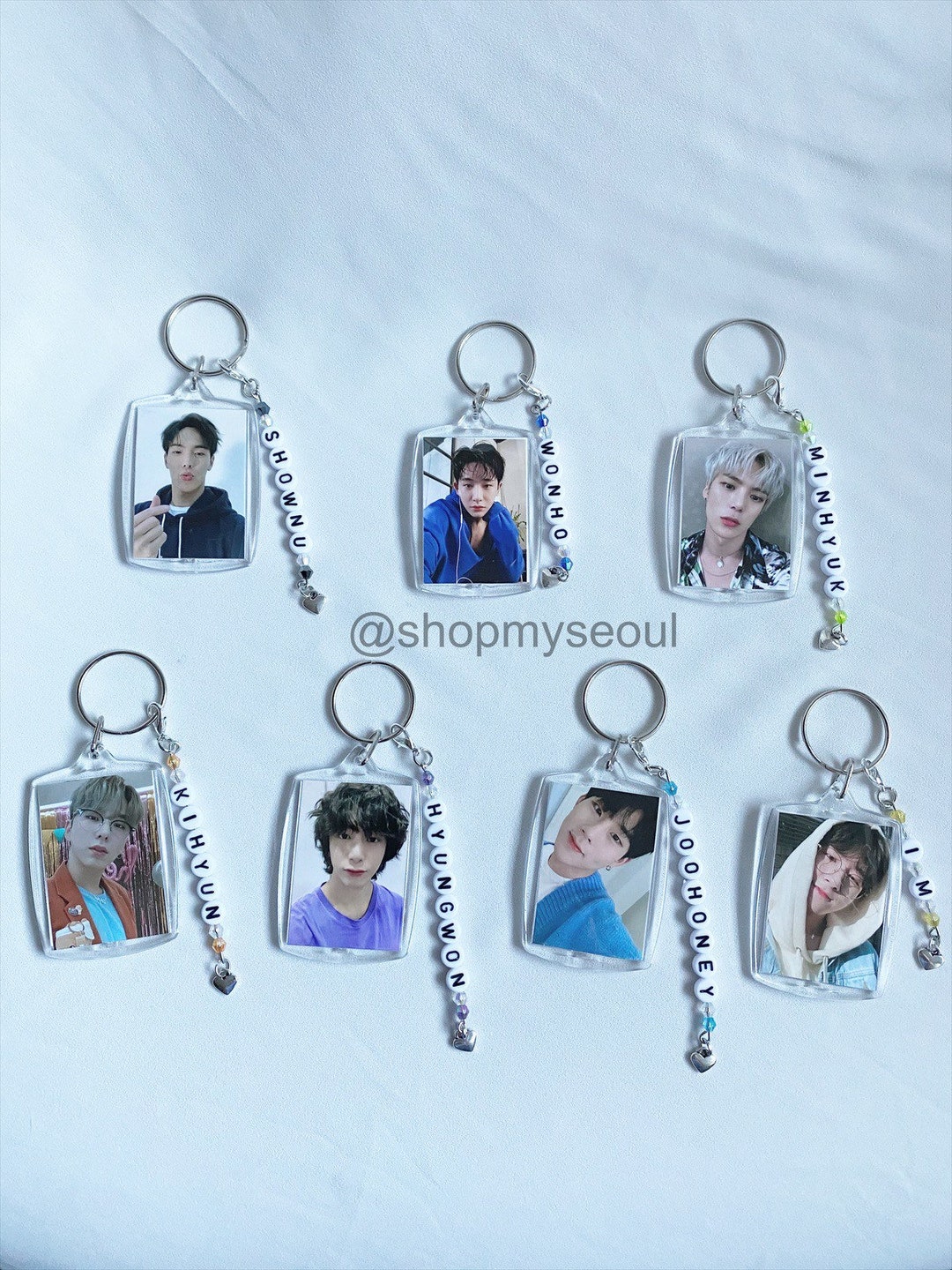 MONSTA X Beaded KPOP Keychains With Photo for Backpacks, Purses, Keys ...