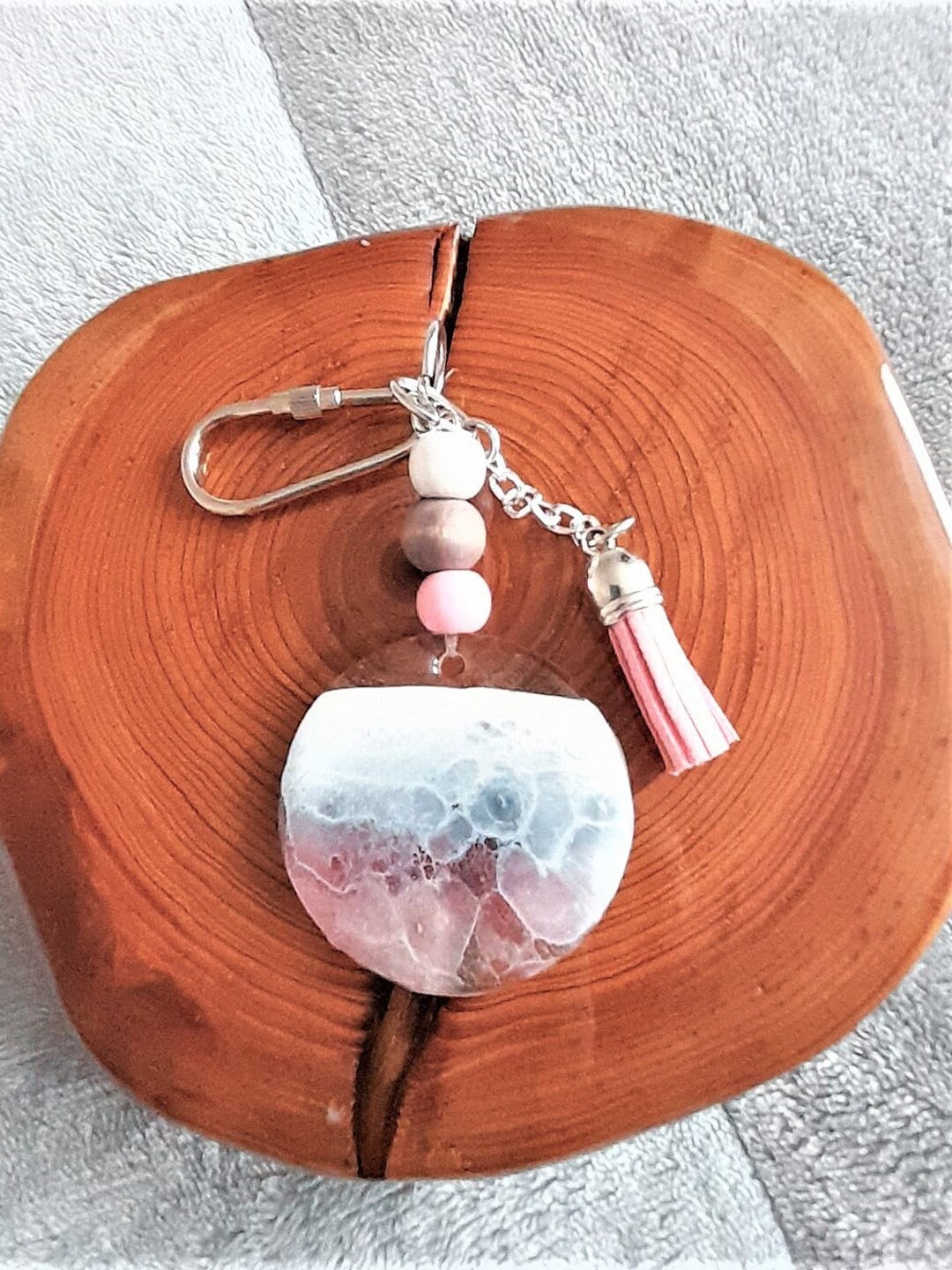 Resin Beach Themed Beaded Keychains, Beaded Car Mirror Charms, Seashell ...