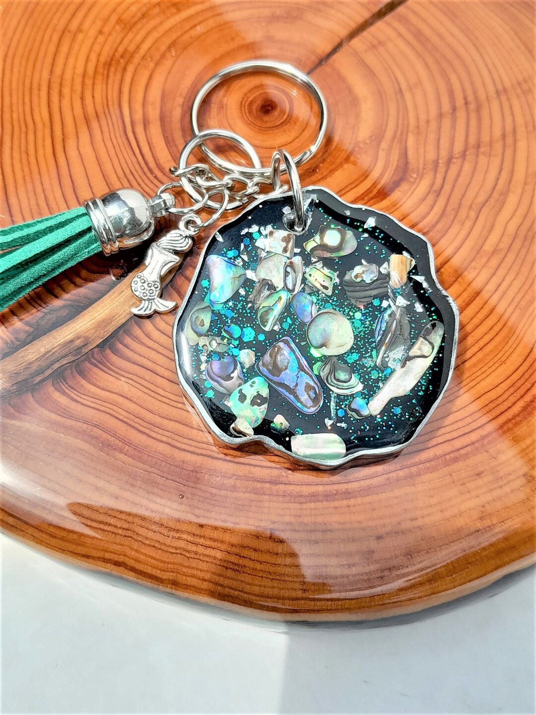 Resin Paua Shell Keychains, Functional Art, Abalone Shell Beach Art ...