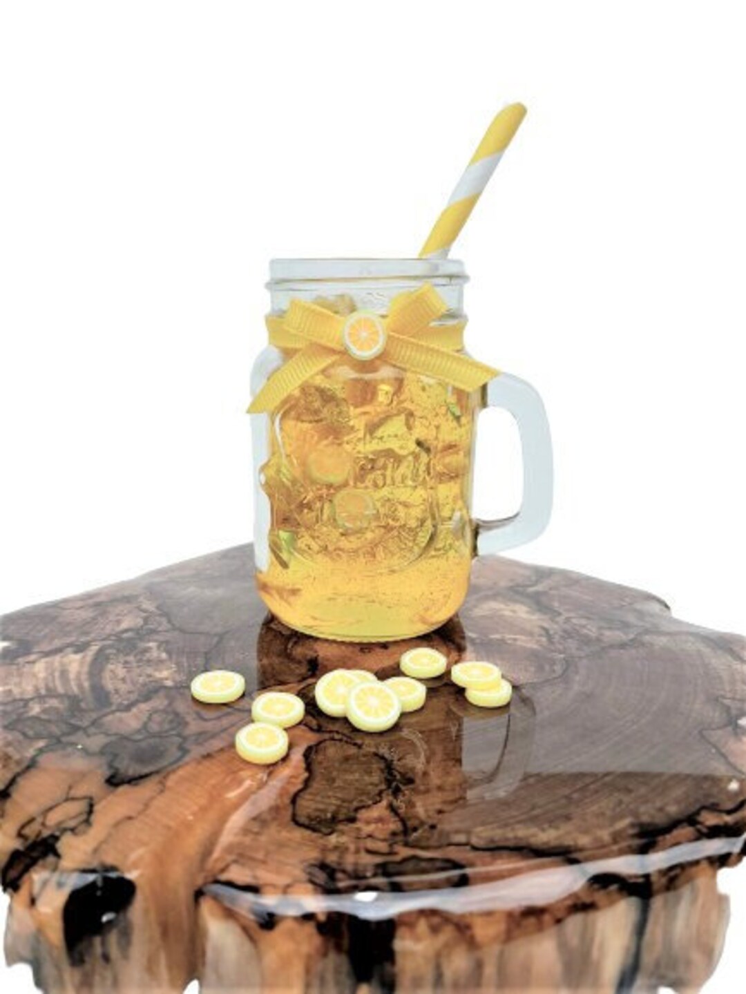 Mini Faux Lemonade Mason Jar, Tired Tray Summertime Lemon Decor, Fake ...