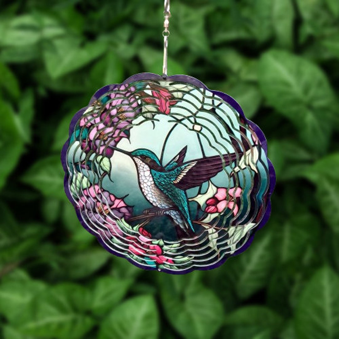 Hummingbird Wind Spinner, Metal Art for Outdoors, Yard Art Garden Decor ...