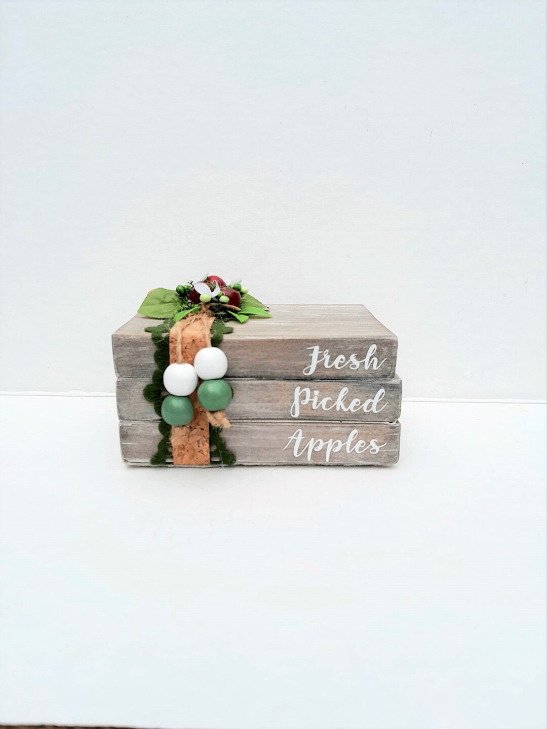 Apple Orchard Tiered Tray Decor, Mini Wood Book Stack, Farmhouse Home ...
