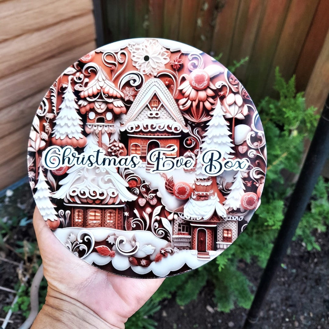 Christmas Eve Gift Box Sign, Aluminum Gift Box Sign, Christmas Crate ...