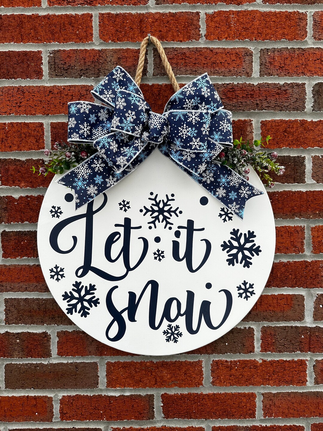 Let It Snow Winter Door Sign Let It Snow Door Wreath Winter Welcome ...