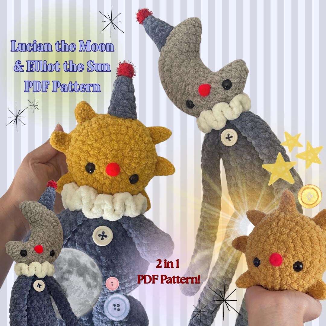 Lucian the Moon AND Elliot the Sun PDF Pattern - Etsy