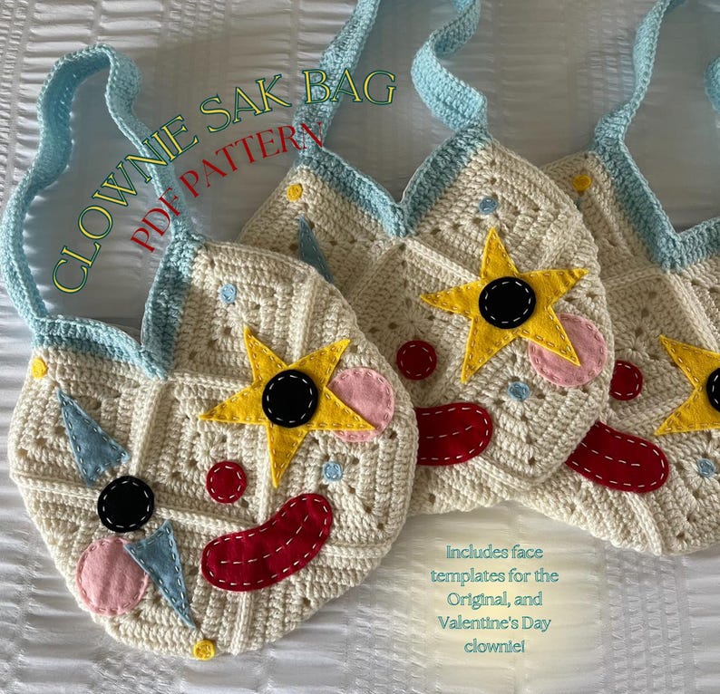 Crochet Clownie Sak Bag PDF Pattern - Etsy