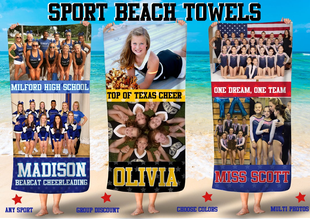 Sport Team Beach Towel/cheer/dance/baseball/swim Beach Towel/any Color ...
