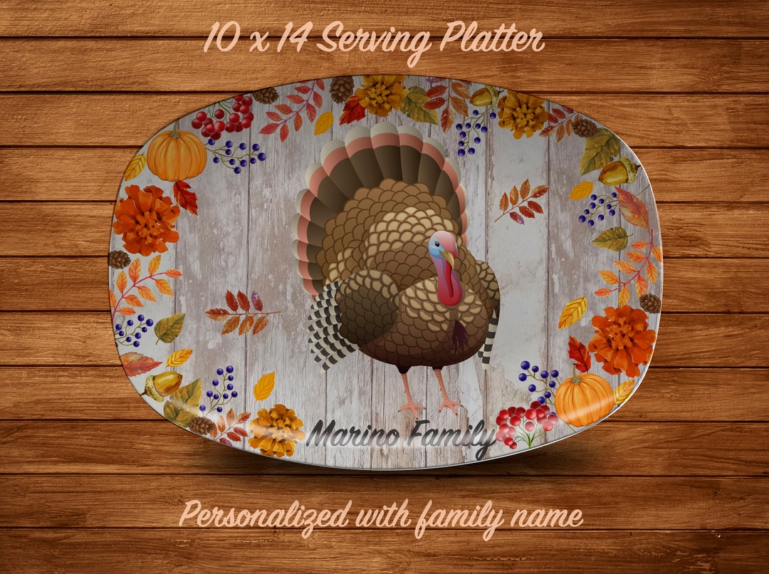 Turkey Serving Platter, Thanksgiving Turkey Plate, Personalized ...