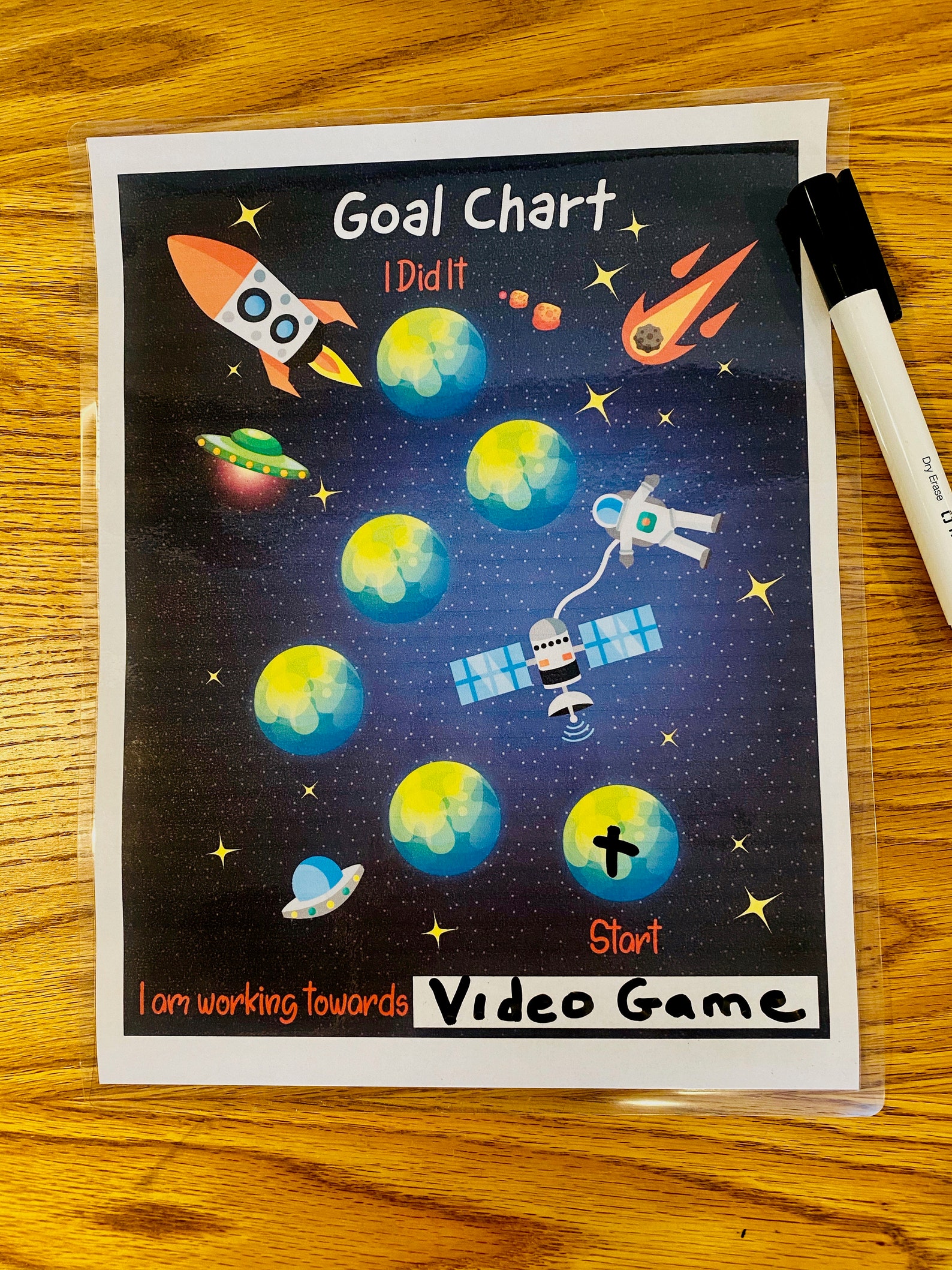 Boys Printable Rewards Chart Space Goal Chart Boys Chore | Etsy