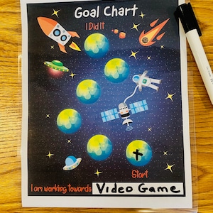 Boys Printable Rewards Chart, Space Goal Chart, Boys Chore Tracker ...