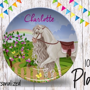 Princess Pony Plate/custom Plate for Kids/ Girls White Horse Dinnerware ...
