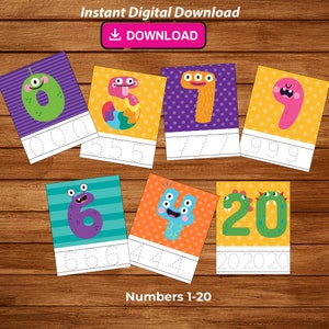Number Tracing Printable Flash Cards,educational Activity, Homeschool ...