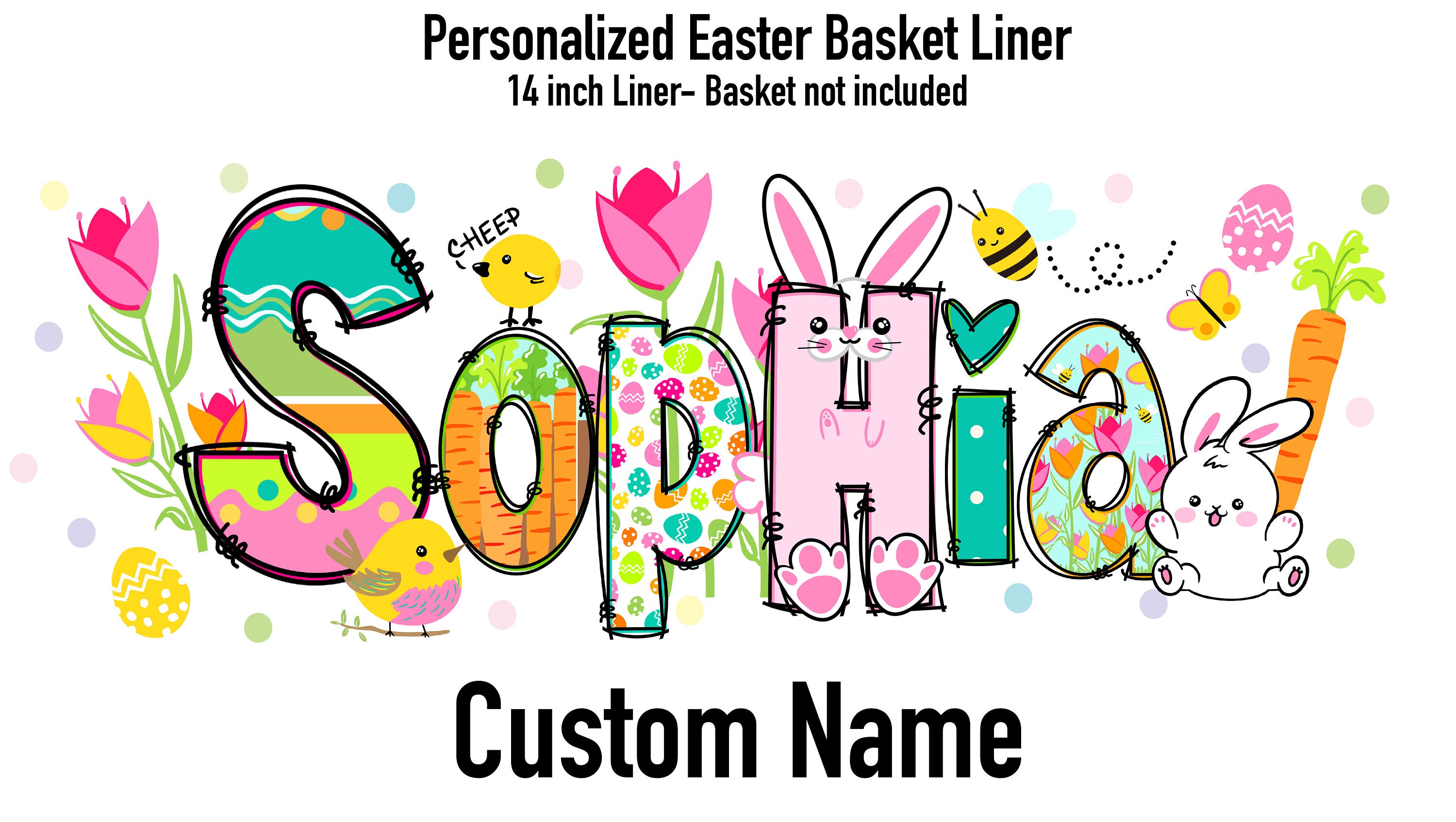 Personalized Name Easter Basket Liner/customized Easter Basket Liner ...