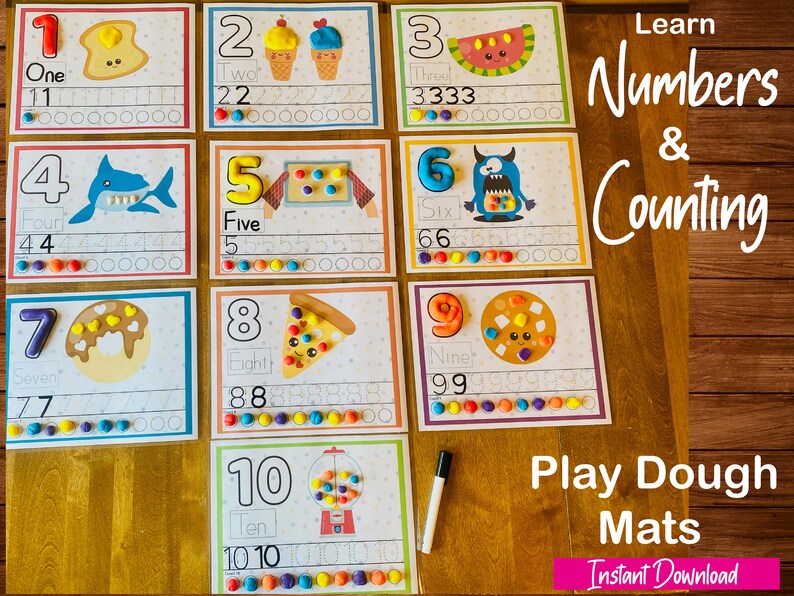 Math Clay Mats Numbers Play Mats Homeschool Activities | Etsy