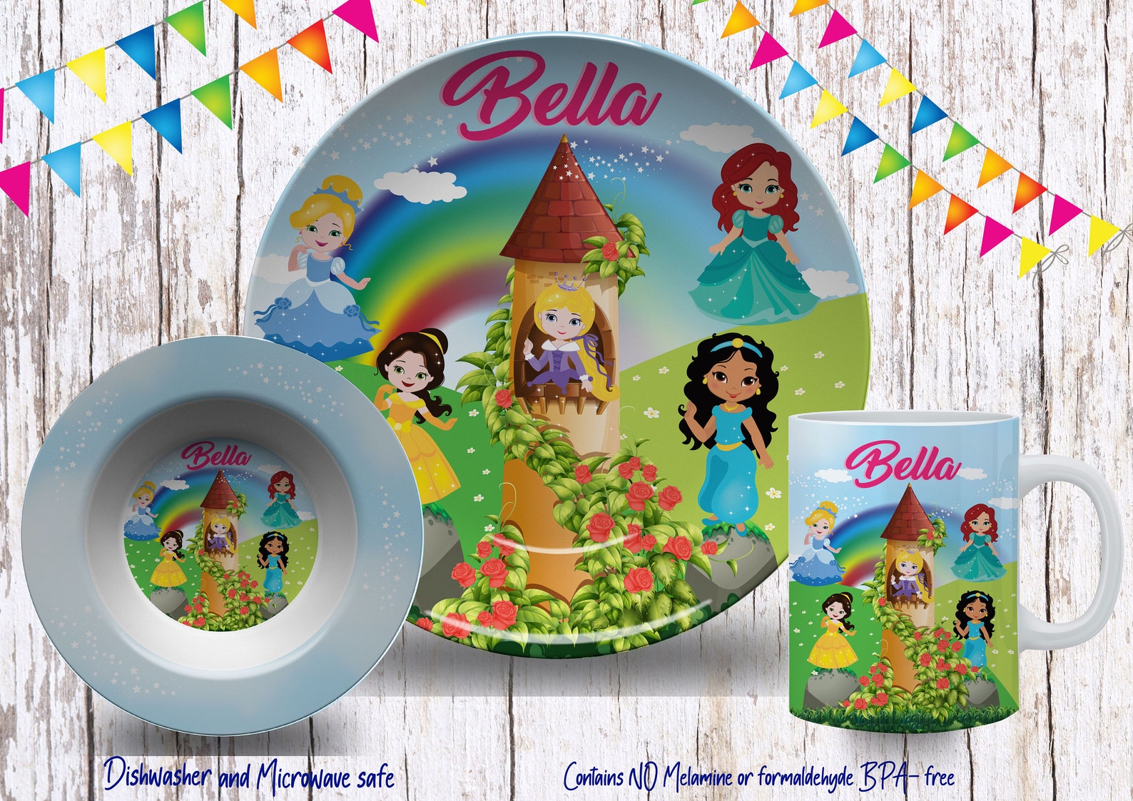 Magical Princess Plate Set/custom Plate for Kids/ Girls | Etsy