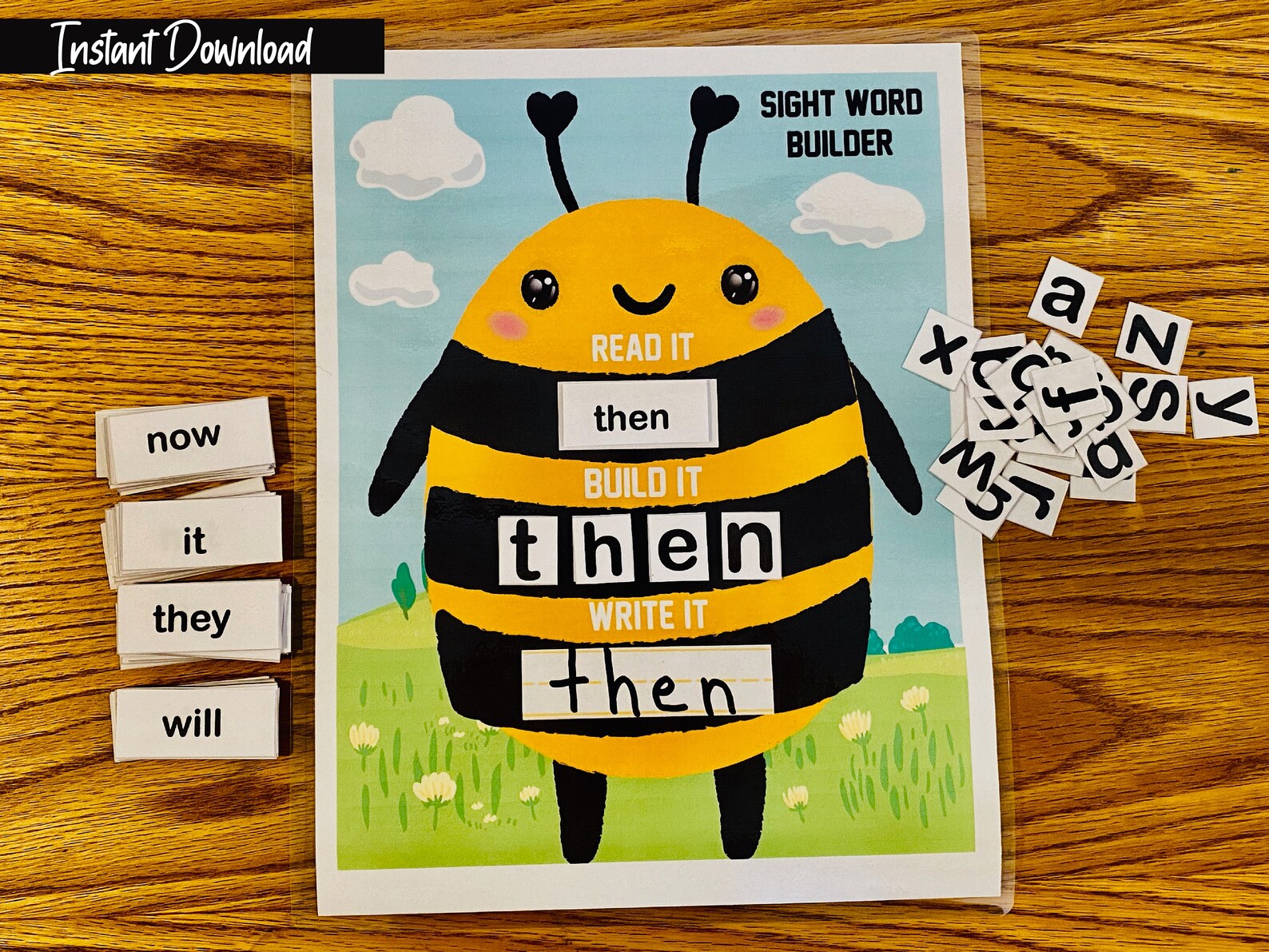 Bee Sight Word Builder, Sight Word Practice, Reading Game Printable ...