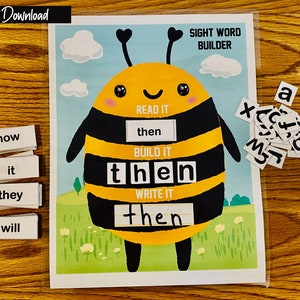 Bee Sight Word Builder, Sight Word Practice, Reading Game Printable ...