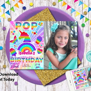 Editable Pop It Birthday Party Invitation/ Bubble Party Pop It Birthday ...