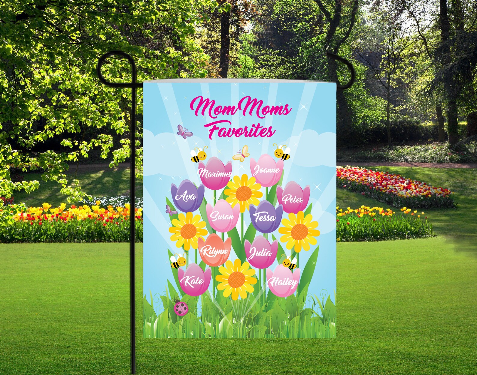 Personalized Mom Garden Flags Tulips garden flag grandkids | Etsy