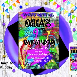 Graffiti Invitation/digital Graffiti Printable Invite/svg Hip Hop ...