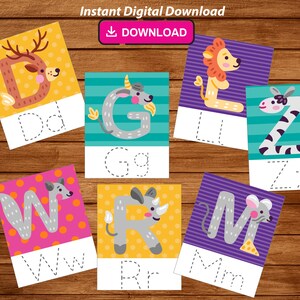Alphabet Tracing Printable Flash Cards,educational Activity, Homeschool ...