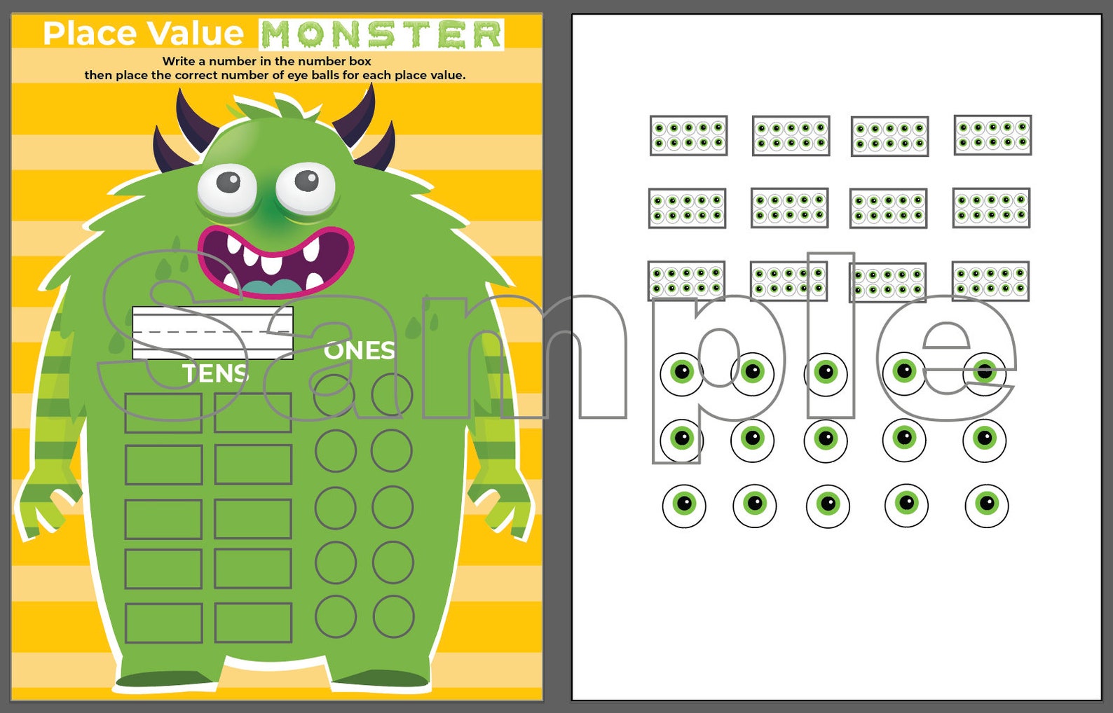 Math Counting Activity Printable Kids Place Value Math Game - Etsy