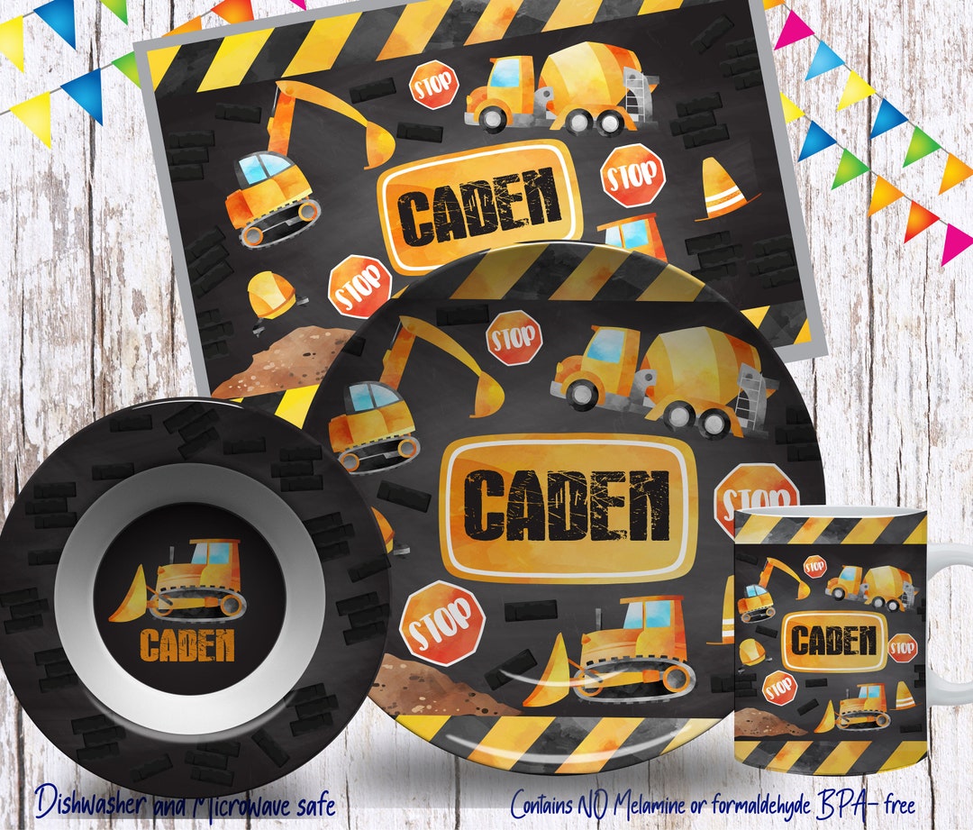 Construction Plate Set/construction Dinnerware/custom Kids Tableware ...