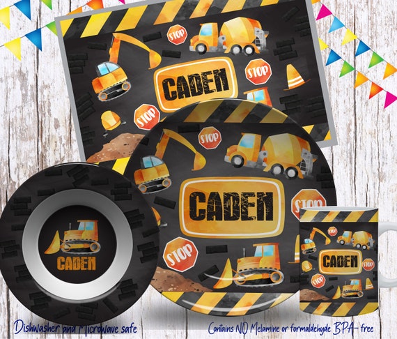 Construction Plate Set/construction Dinnerware/custom Kids | Etsy