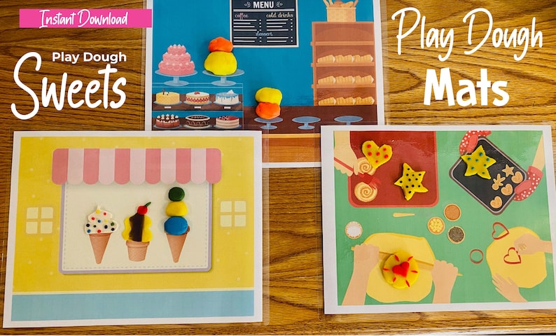 Dough Activity Mat, Fun Printable, Sweets Clay Play, Activity Printable ...
