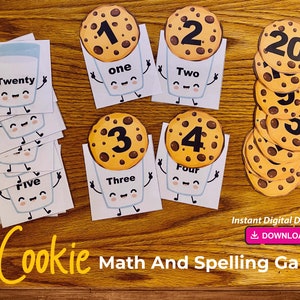 Math Matching Activity, Spelling Practice, Cookie Math Game, Matching ...