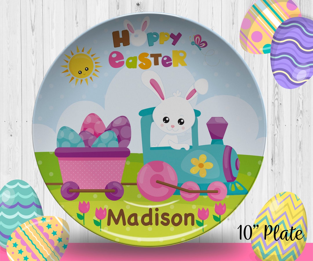 Kids Easter Plate, Personalized Easter Bunny Plate, Personalized Carrot ...