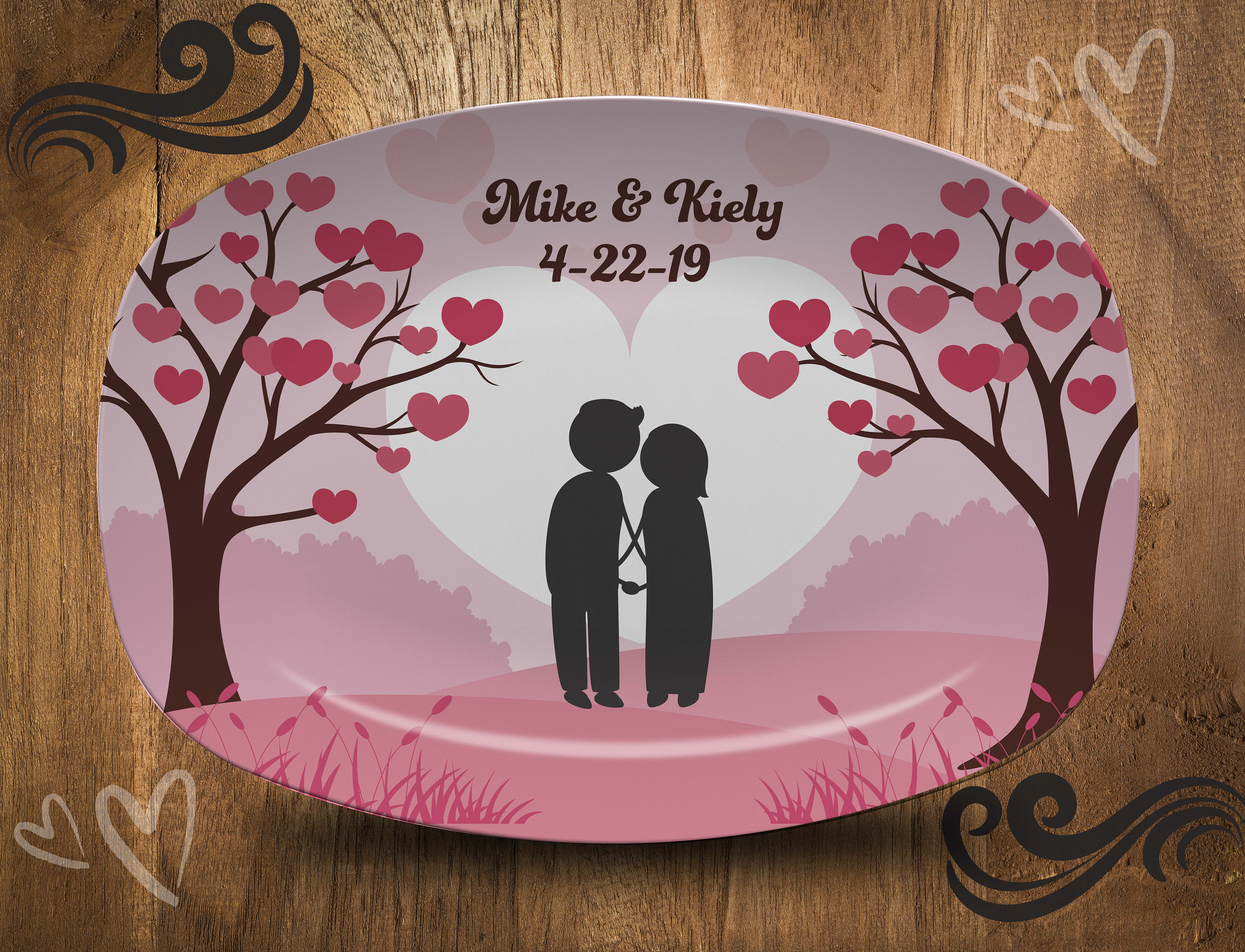Valentines Couples Plate or Platter, Personalized Couples Serving Plate ...