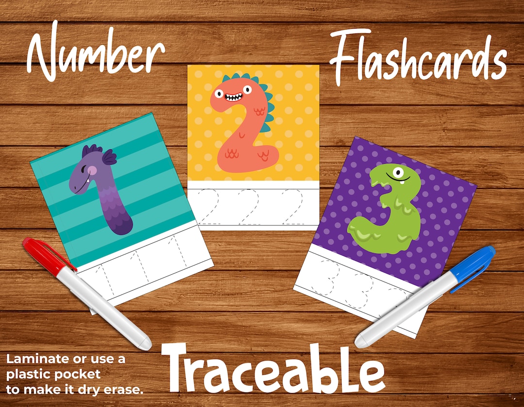 Number Tracing Printable Flash Cards,educational Activity, Homeschool ...