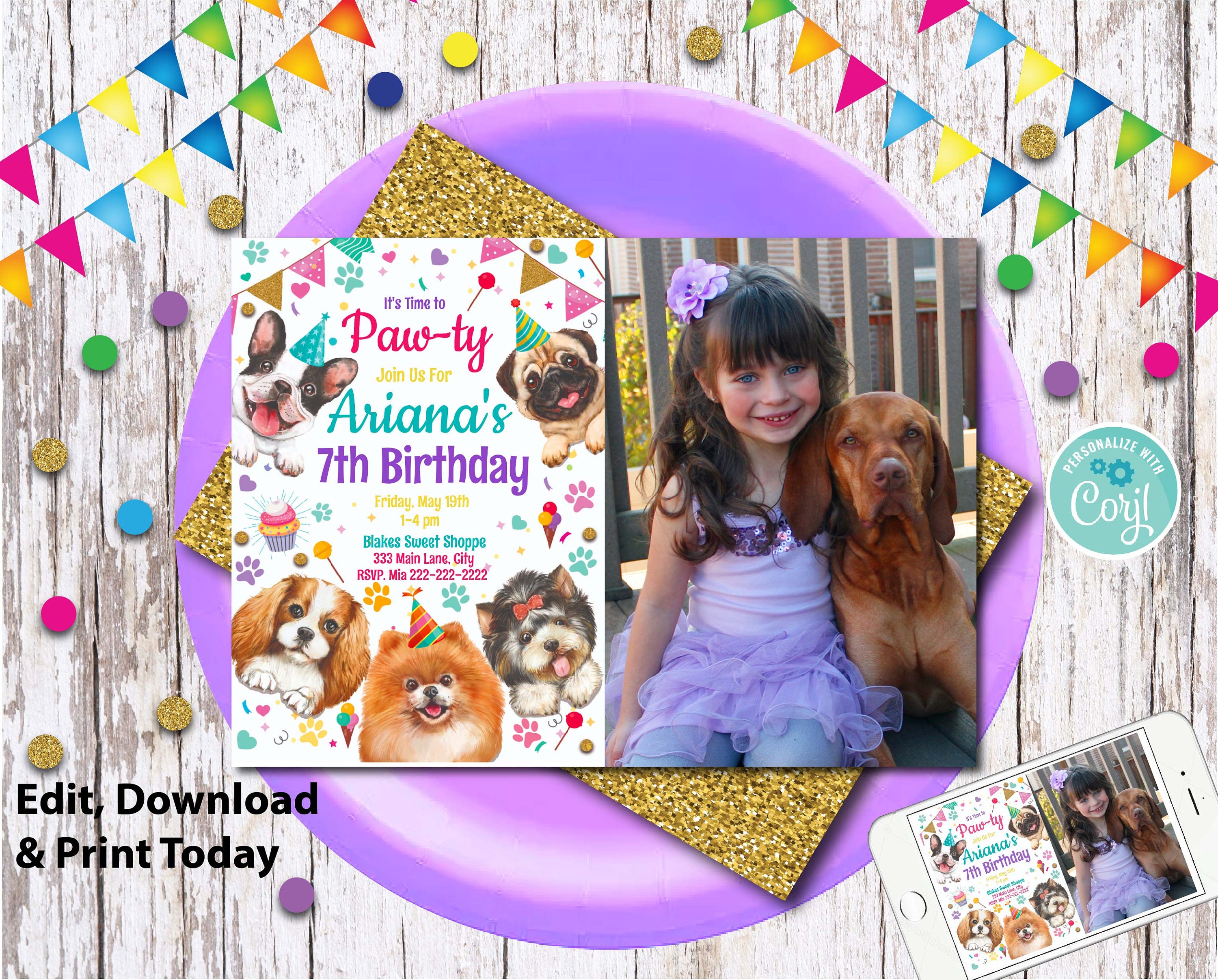 Dog Painting Party Invitation Template